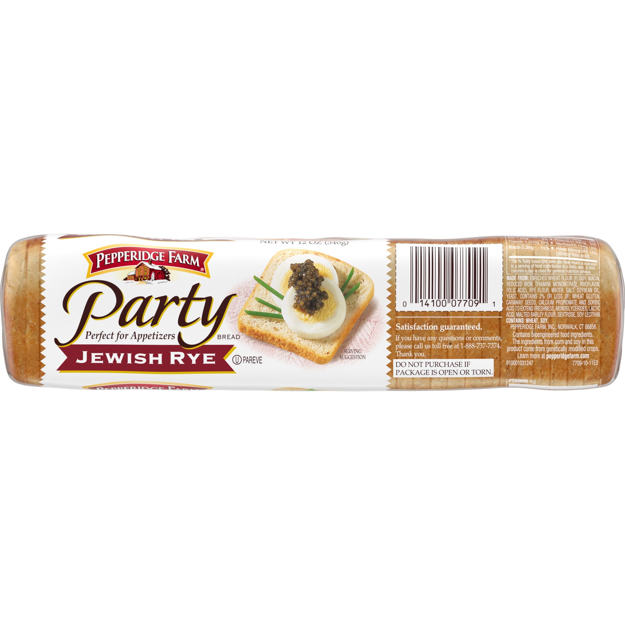 Pepperidge Farm Party Bread Jewish Rye Bread, 12 oz. Loaf – Walmart ...