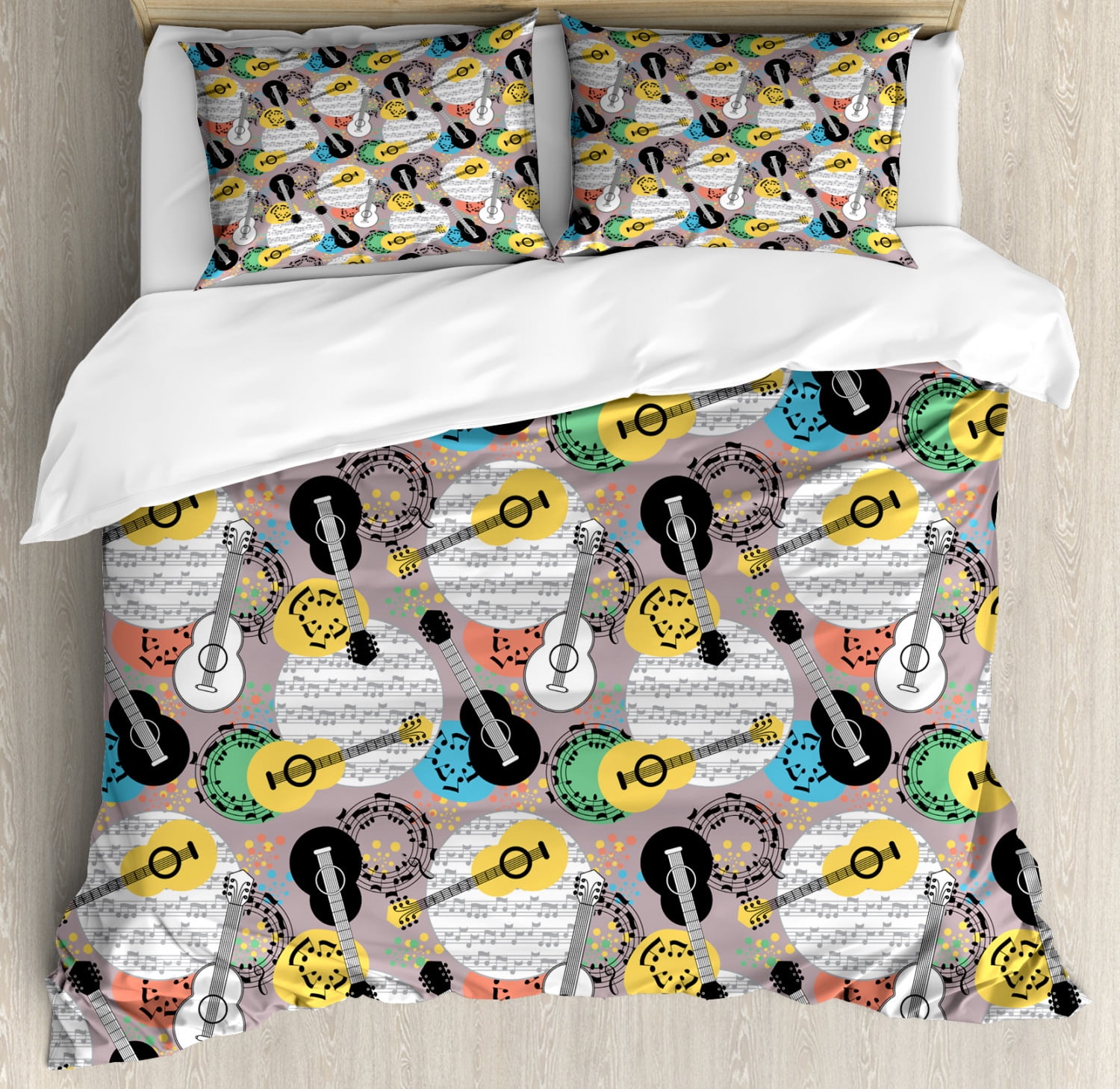 Classic Rock Duvet Cover Set King Size, Six String Classical Guitars ...
