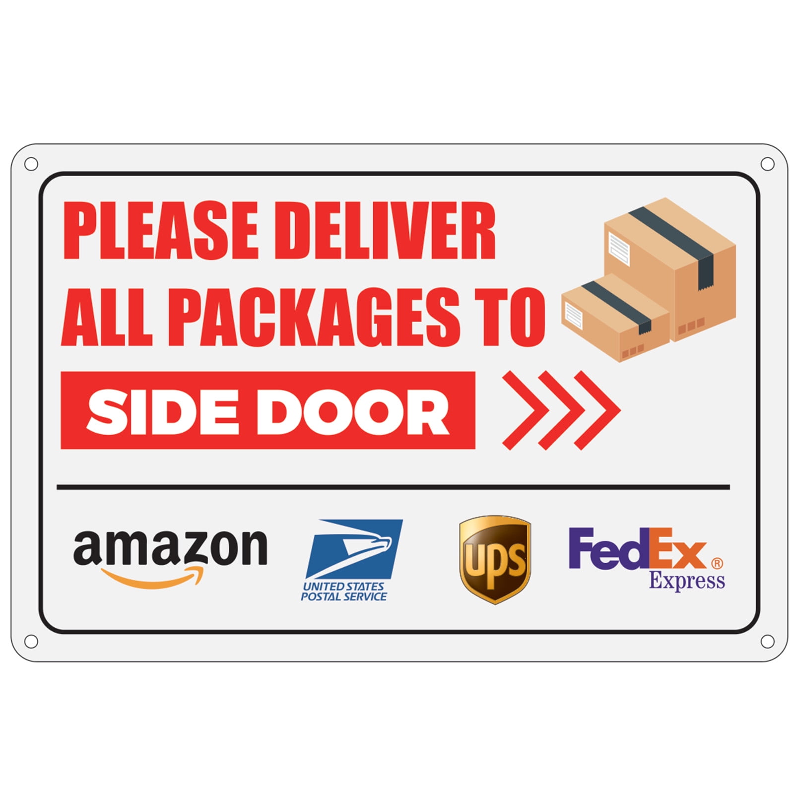 Large Deliver All Packages to Side Door with Right Arrow Sign 12x8 inch ...