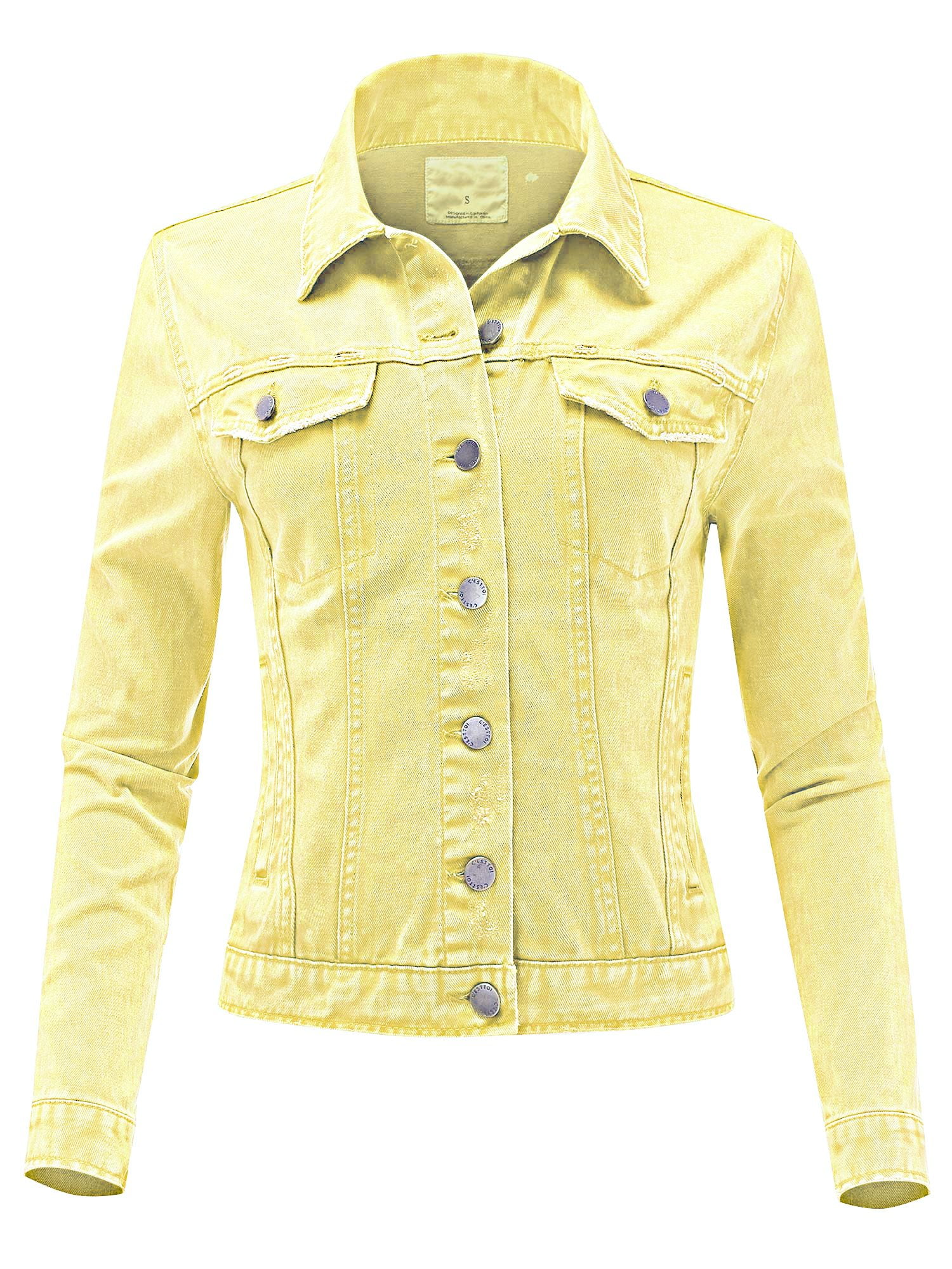 FashionMille Women Slim Fit Color Acid Washed Denim Jean Jacket ...