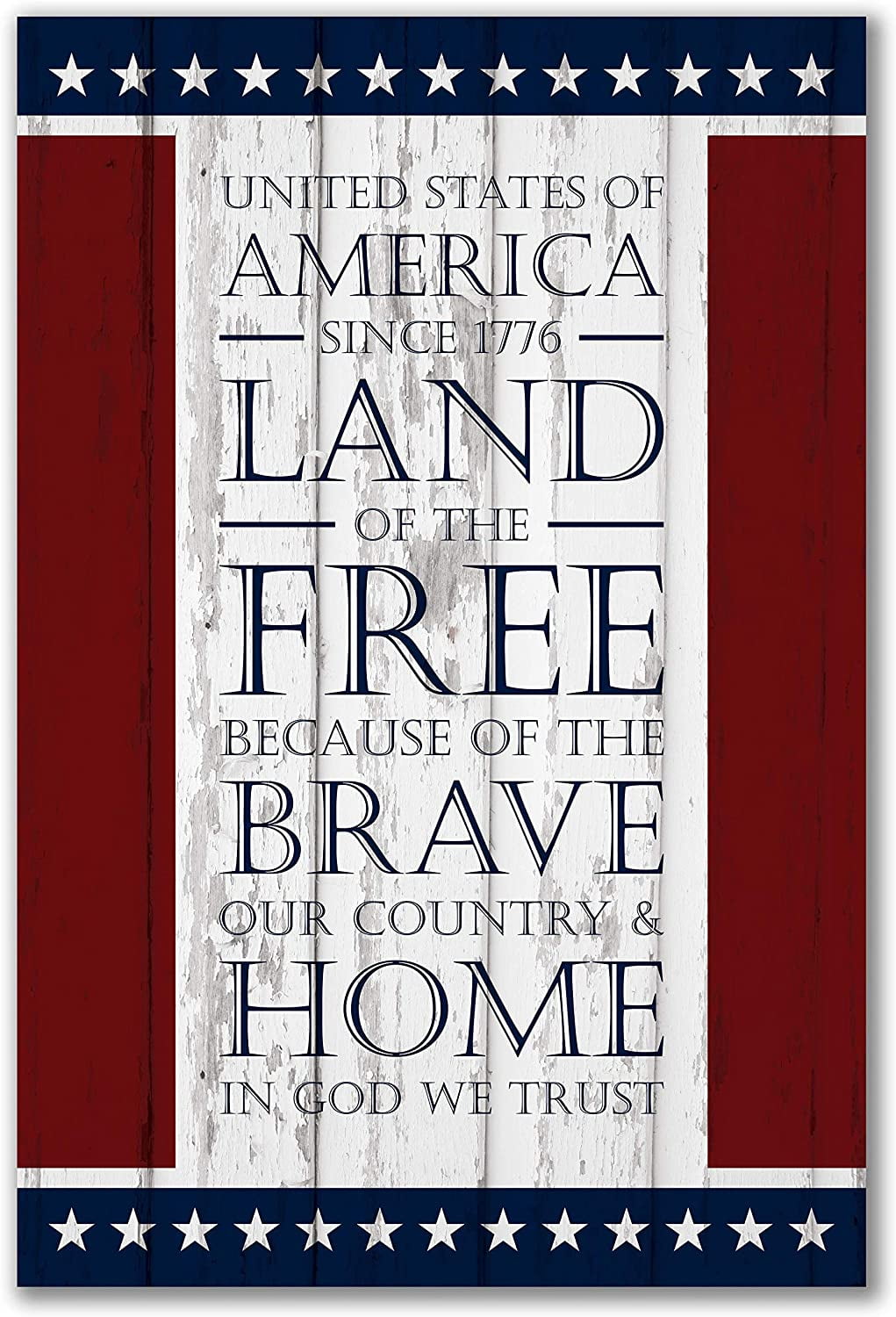 United States of America Top Stars Wood Sign 12x18 - Walmart.com