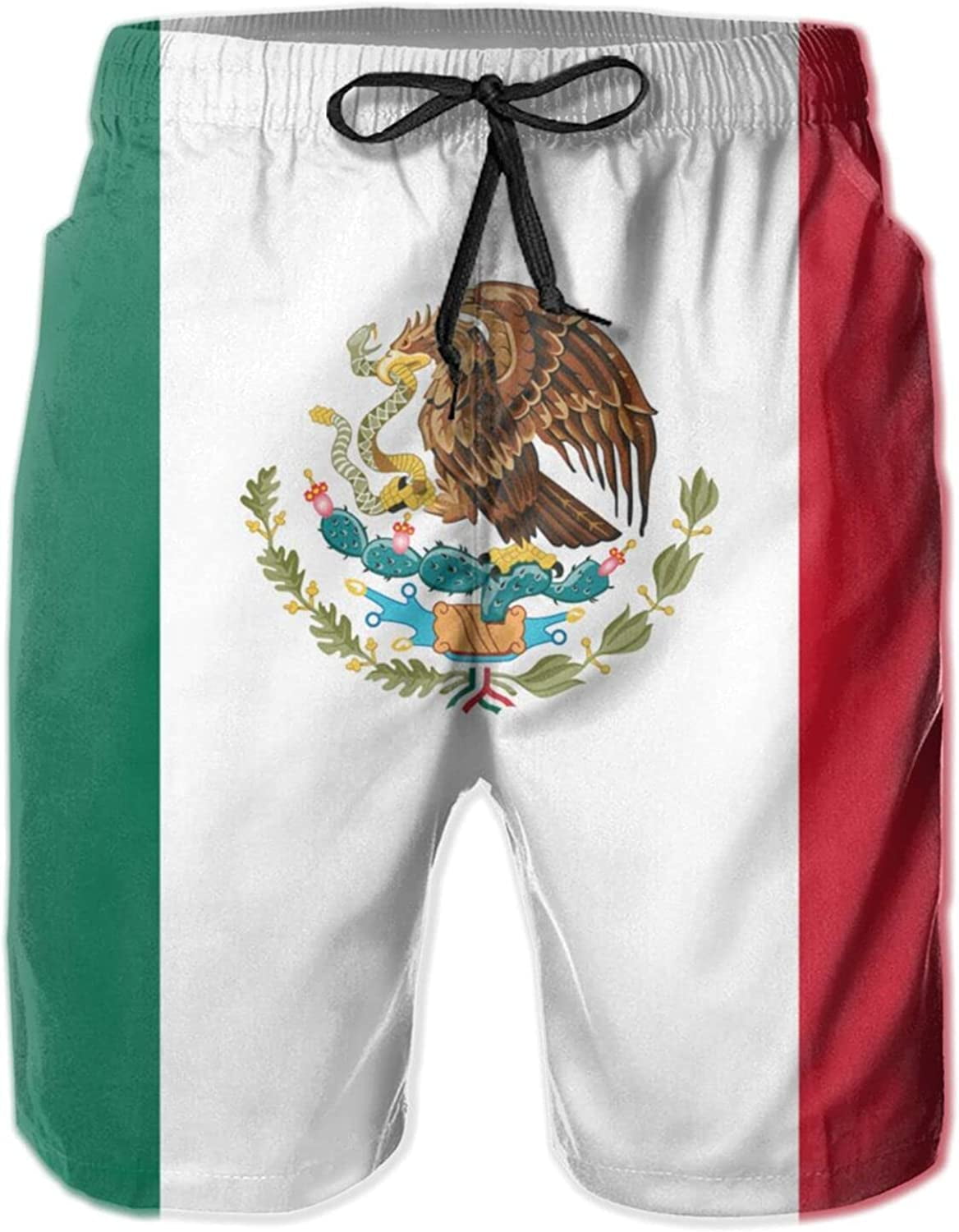 Men's Flag of Mexico Drawstring Casual Summer Beach Shorts S-3XL ...