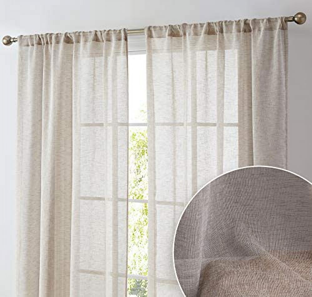 Penelope Faux Linen Textured Semi Sheer Privacy Sun Light Filtering ...