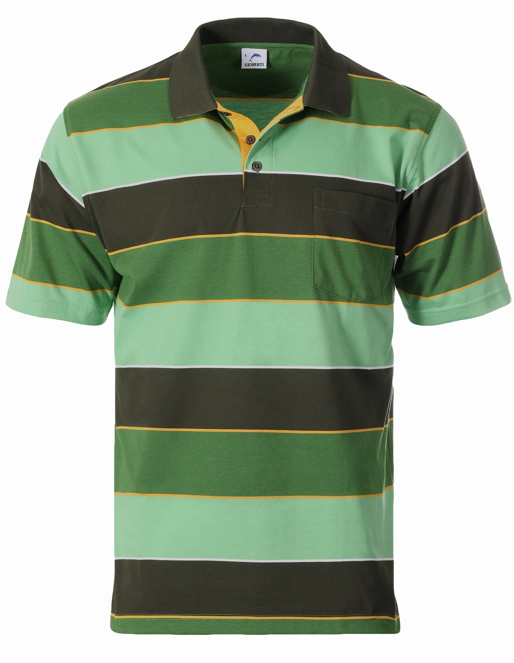 Gioberti Mens Wide Striped Polo Shirt - Contrasting Collar Short Sleeve ...