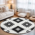 Bohemian Black Area Rug, Gray Aztec Ethnic Style Geometric Country Non ...