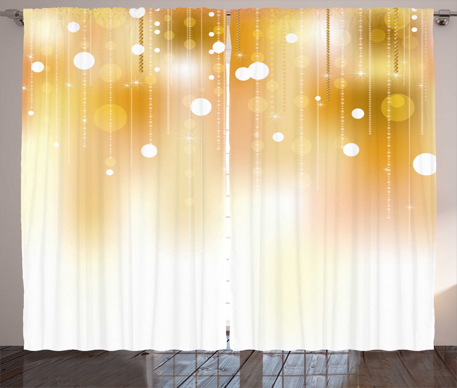 Pearls Decoration Curtains 2 Panels Set, Shiny Blurred Background with ...