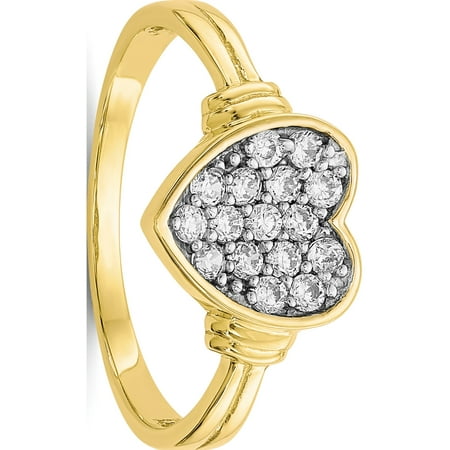 10k Yellow Gold w/Rhodium CZ Heart Ring | Walmart Canada