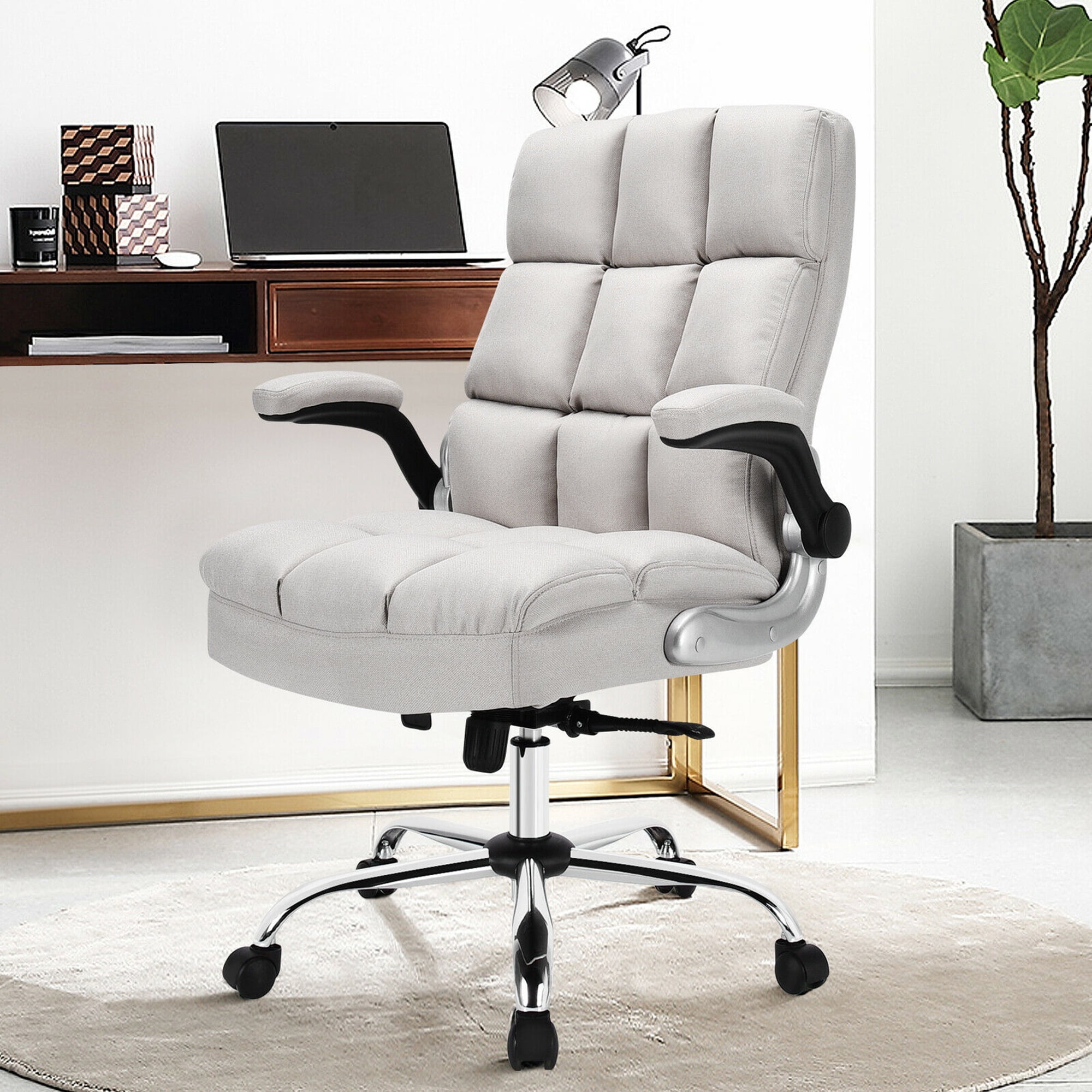 Gymax Big & Tall High Back Office Chair Adjustable Swivel w/Flip-up Arm ...