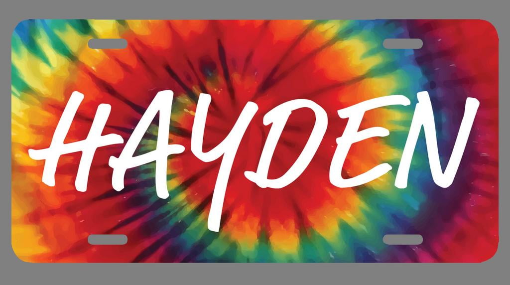 Hayden Name Tie Dye Style License Plate Tag Vanity Novelty Metal | UV ...