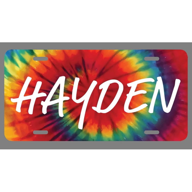 Hayden Name Tie Dye Style License Plate Tag Vanity Novelty Metal | UV ...