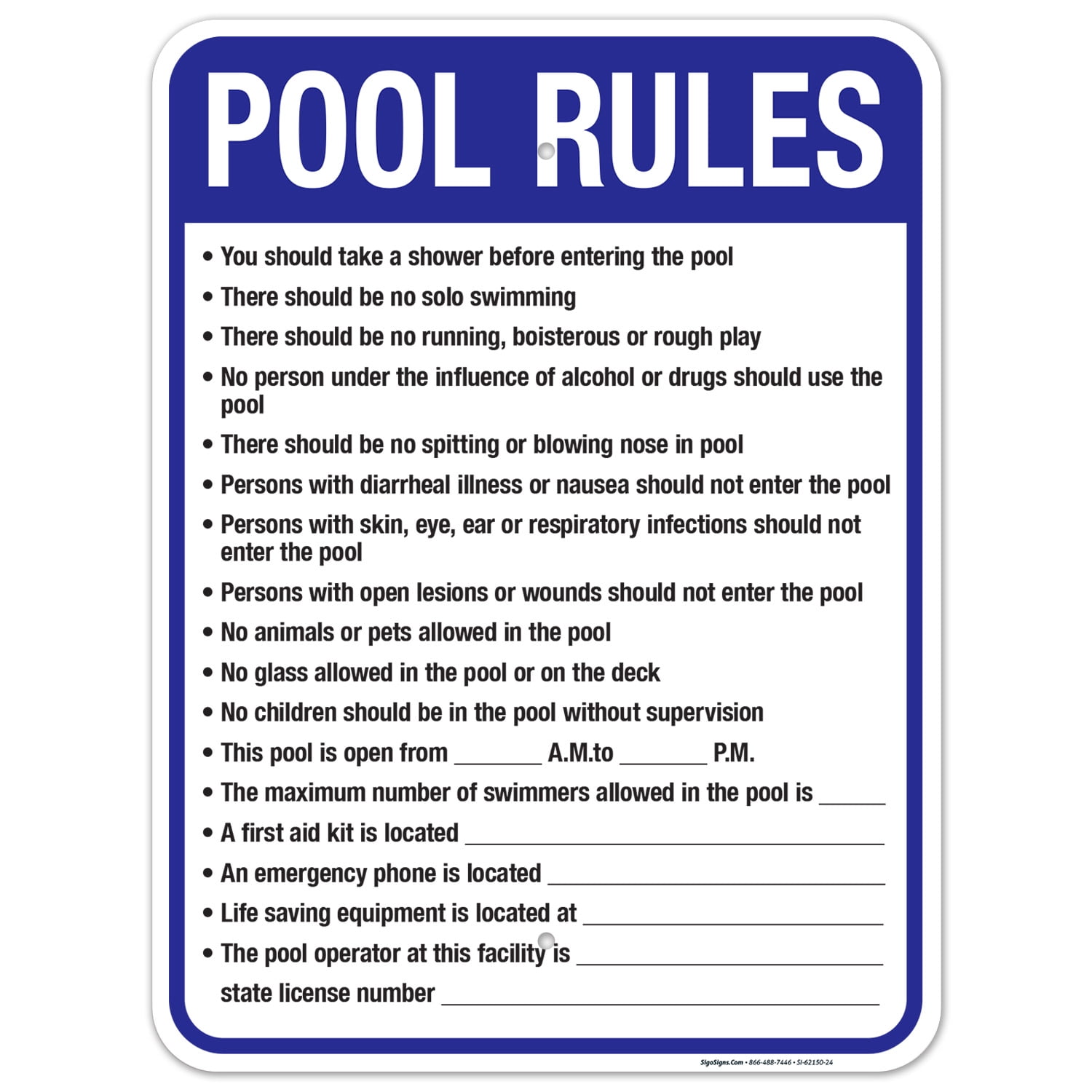 South Carolina Pool Rules Sign, Complies With State Of South Carolina ...