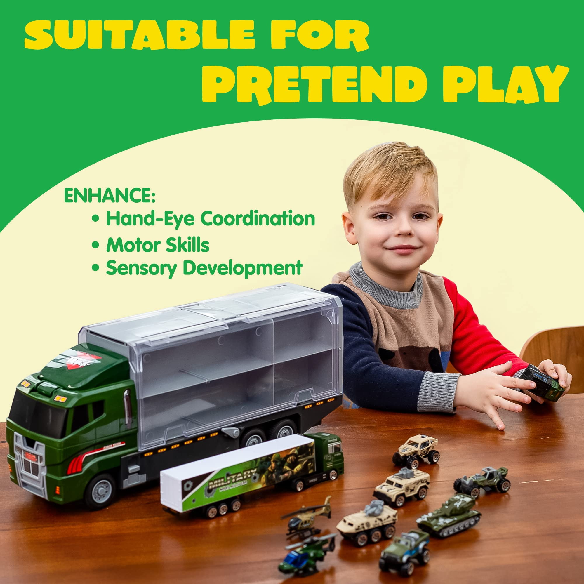 Buy JOYIN 19 in 1 Die-cast Army Toy Truck with Little Army Figures ...