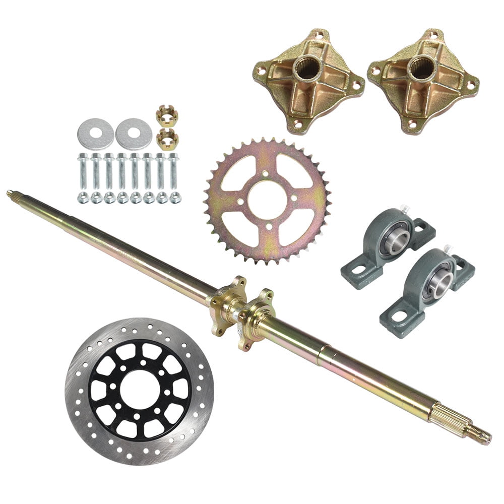 Go Kart Rear Axle Kit 44 Inch Axle with Pillow Block + Sprocket + Brake ...