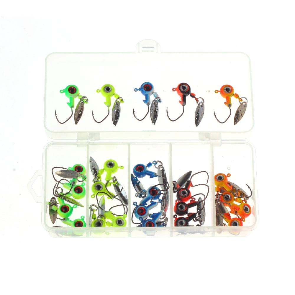 Graflsoa 25-Piece Jig Head Hook Set with 3D Fish Eyes - Vibrant Colors ...
