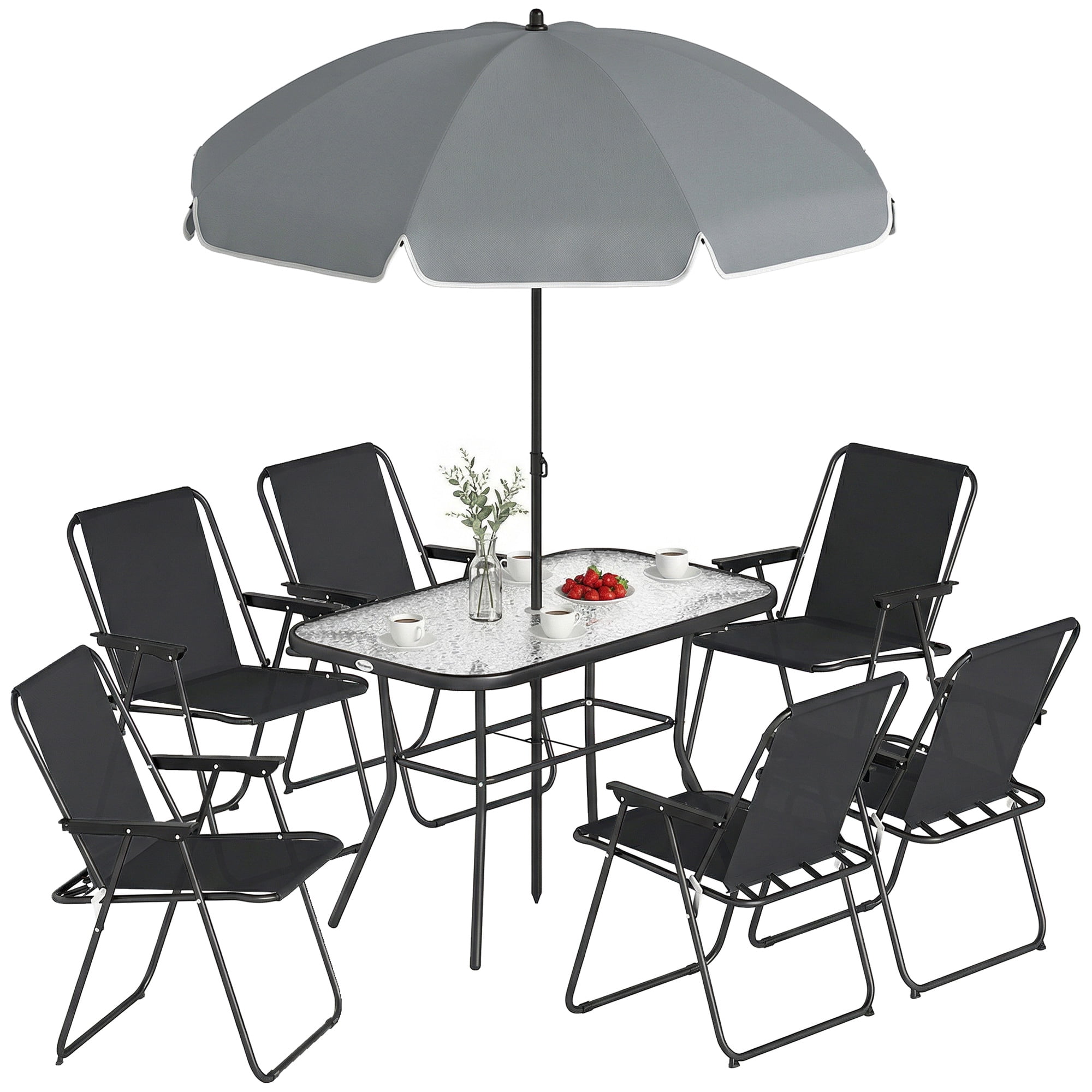 Click here for Outsunny 8 Piece Patio Table And Chairs Set With U... prices