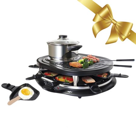 Total Chef Ensemble 2-en-1 Raclette Grill & Fondue, Parfait pour Repas ...