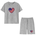 Boys Patriotic Tracksuit Retro USA Flag Heart Shape Graphic Print Short ...