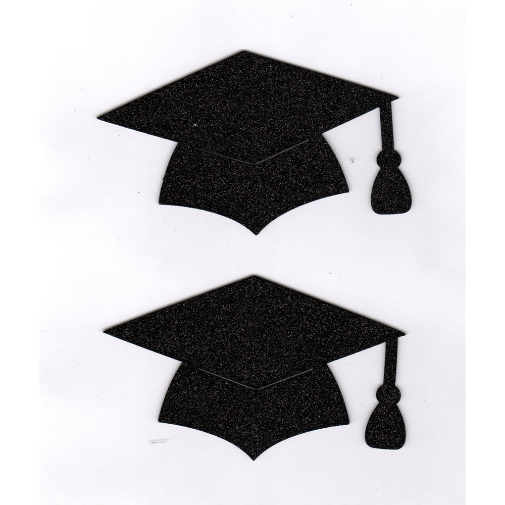Sparkling black foam 8 x 5 Black graduation Cap Cutout embellishment 10 ...
