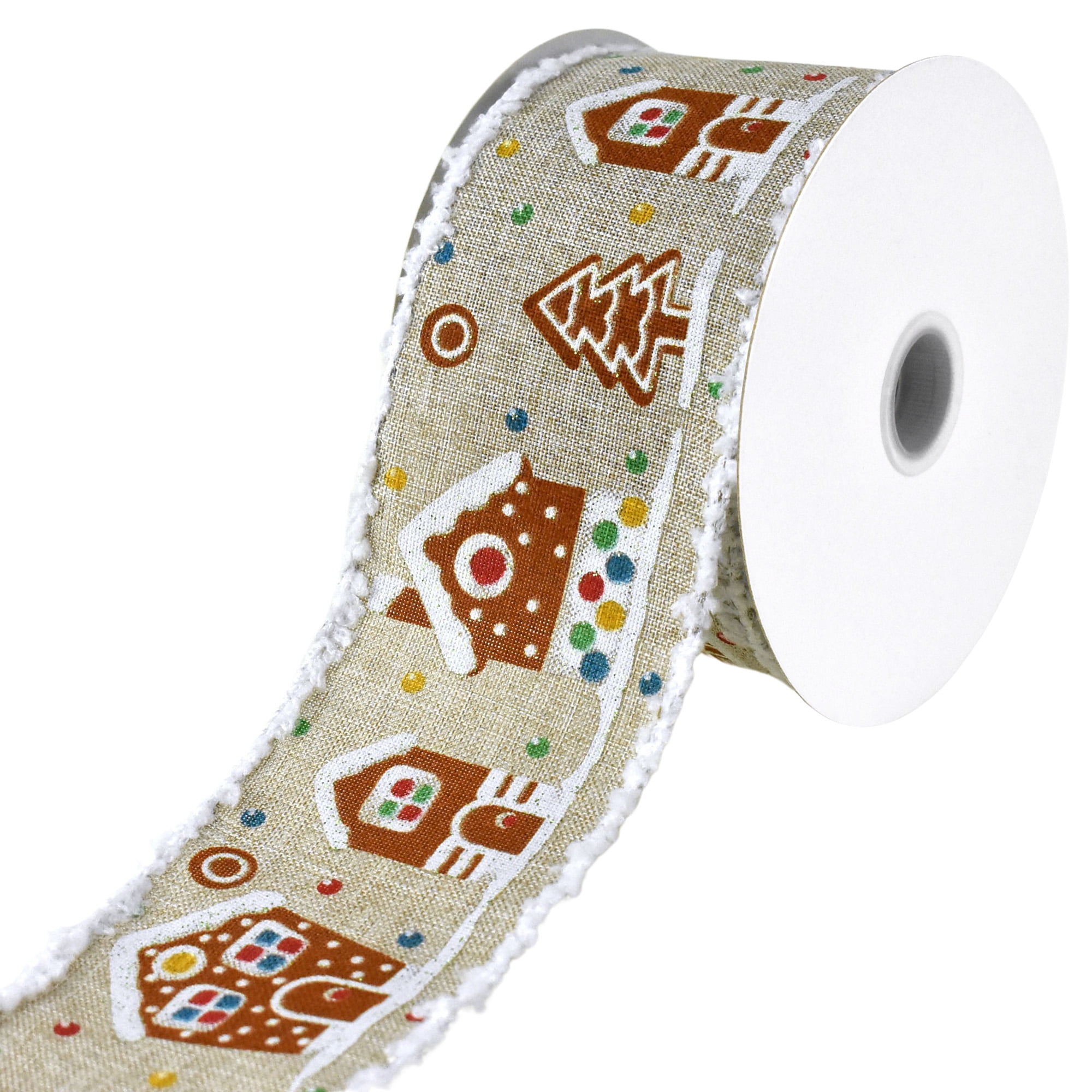 Homeford Christmas Gingerbread Houses Frizette Wired Ribbon, 2-1/2-inch ...