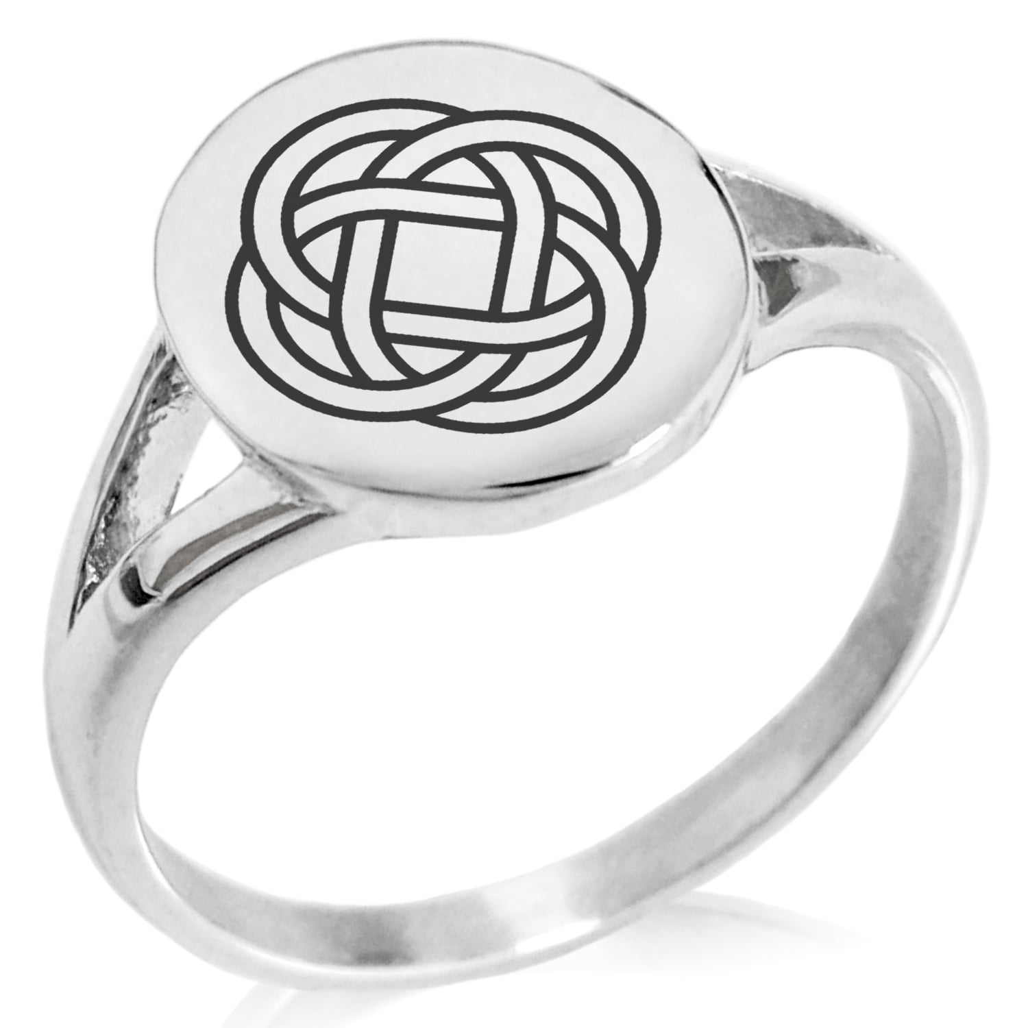Stainless Steel Celtic Eternity Knot Minimalist Oval Top Polished ...