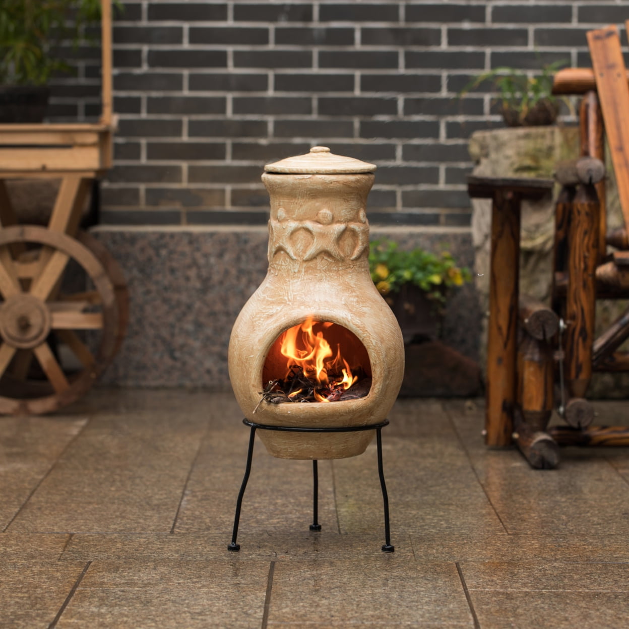 Clay Chiminea Fire Pit