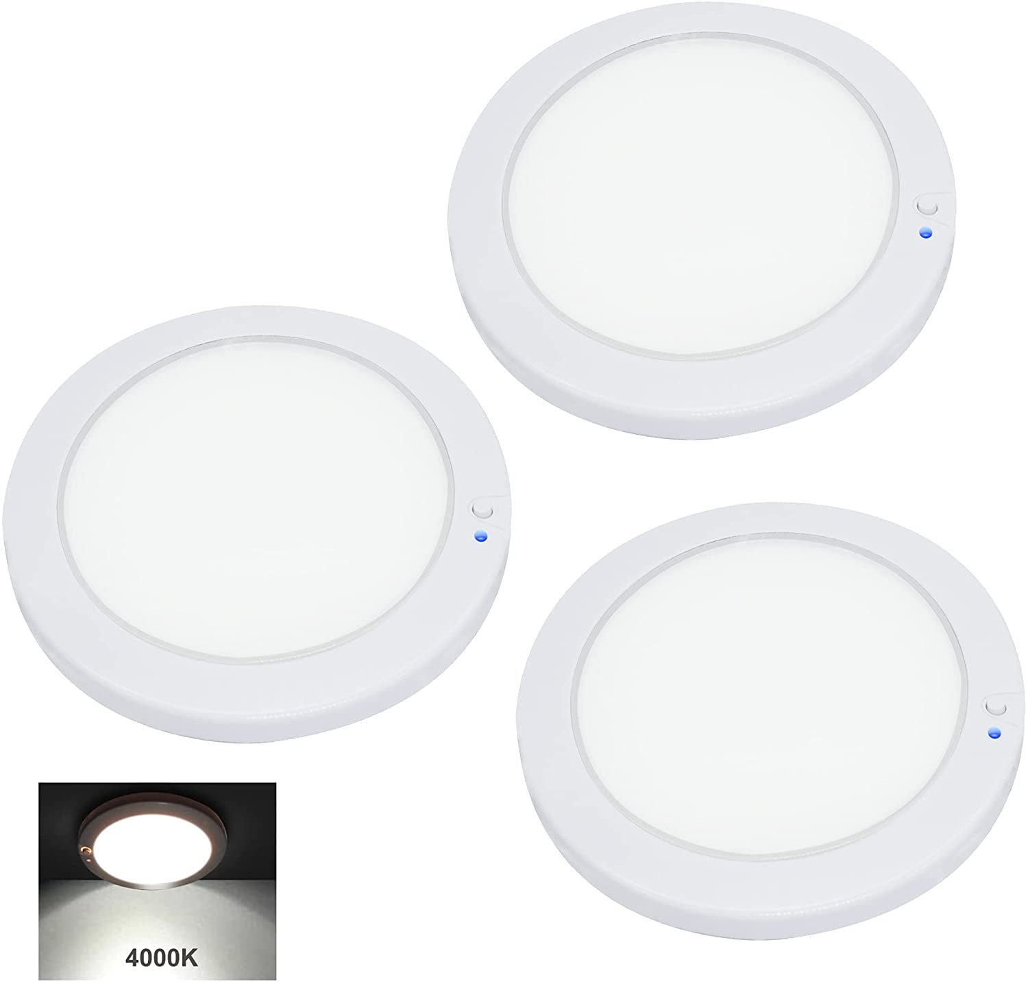Facon 3Packs 5Inch LED RV Panel Light Surface Mount, 12V DC Interior ...