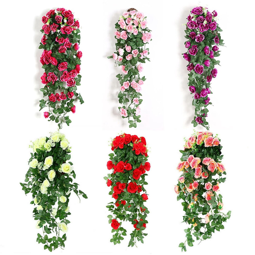 36inch Artificial Fake Hanging Rose Flowers Vine Plant Home Garden ...