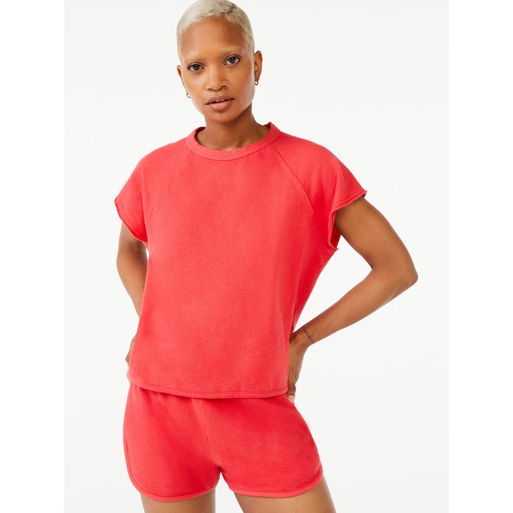 Free Assembly - Free Assembly Women's Sweatshirt T-Shirt with Short ...