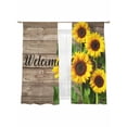 Farm Sunflower Flower Welcome Text Sheer Curtains 2 Panels Set ...