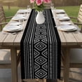 Black Boho Geometric Table Runner, Vintage Southwestern Stripes ...