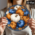 1pc Charming Pumpkin Autumn Leaves Round Metal Wreath Sign Vibrant Fall ...