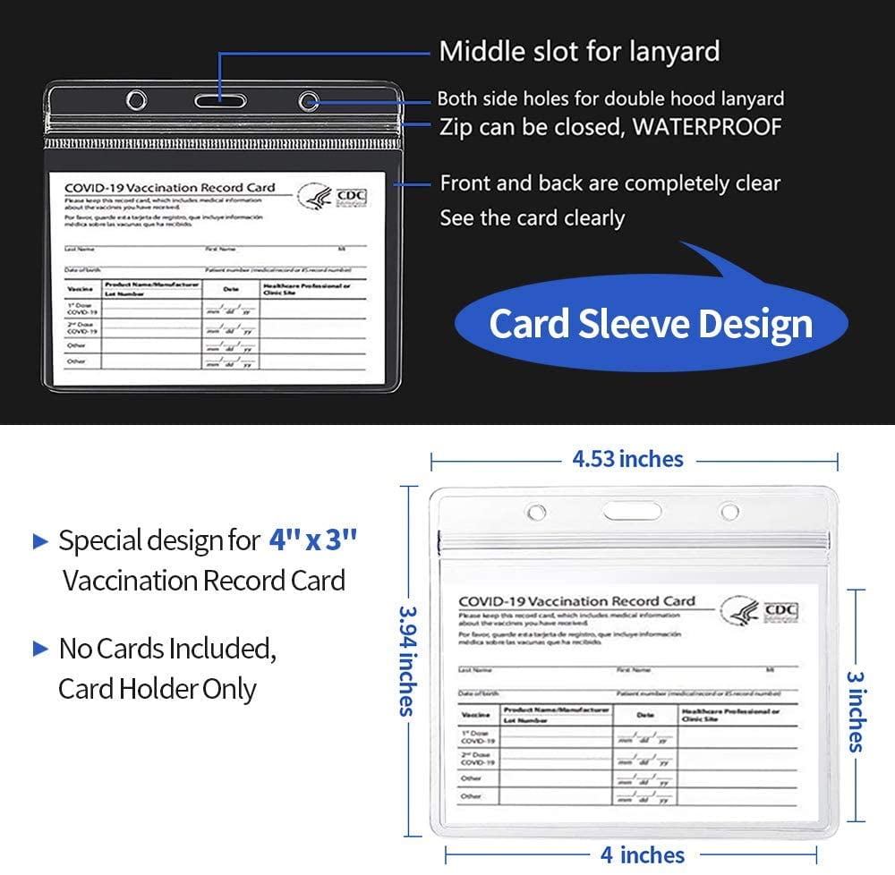 Buy 5Pack CDC Covid Vaccination Card Protector 4 X 3 in Immunization ...