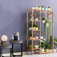 Bamboo Garment Rack 6 Tier Storage Shelves Clothes Hanging Stand with ...