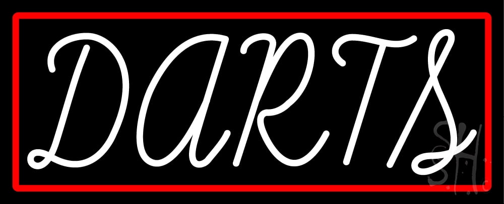 Darts With Red Border LED Neon Sign 10 x 24 - inches, Clear Edge Cut ...