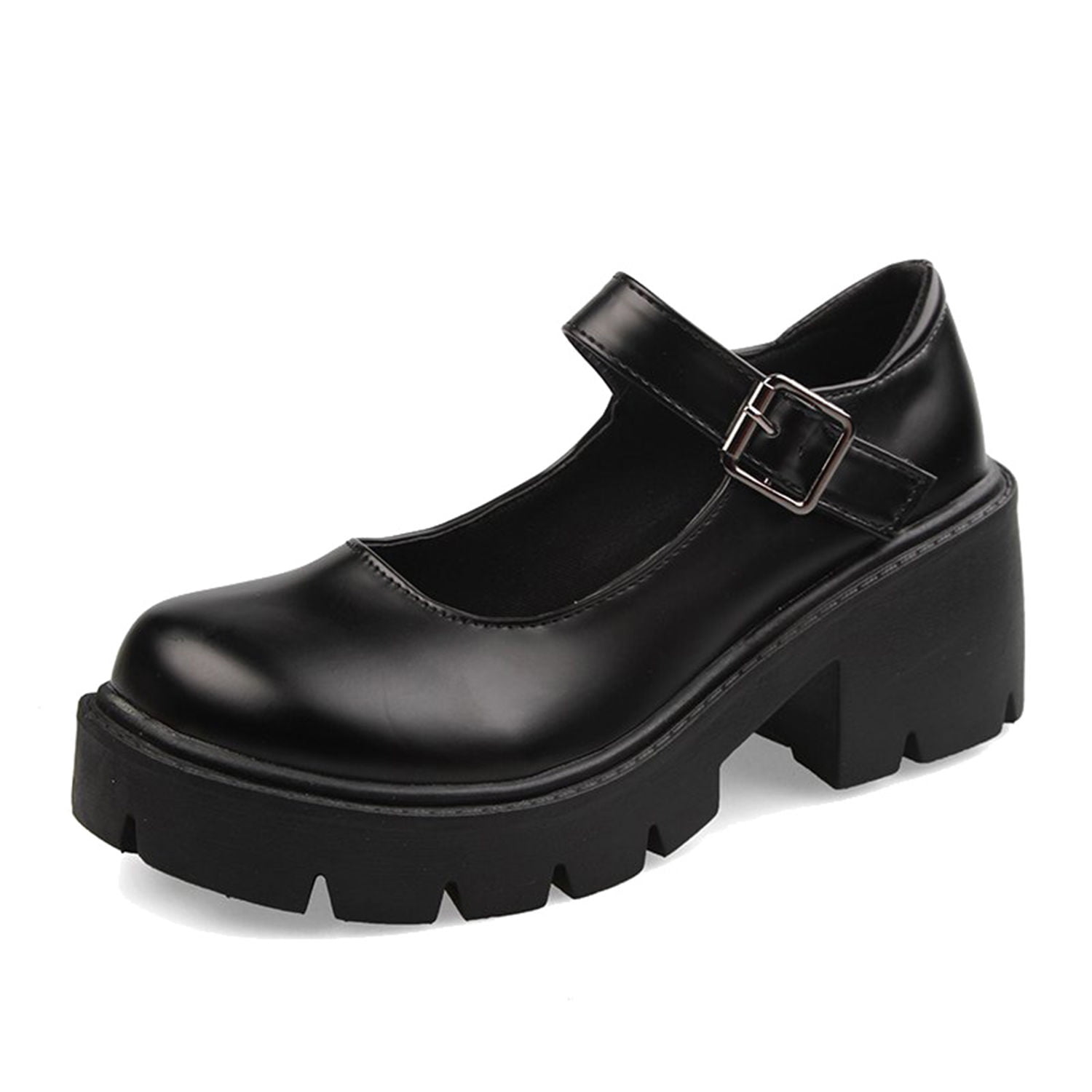 Women's Gothic Platform Mary Janes Ankle Strap Chunky Heel Uniform ...