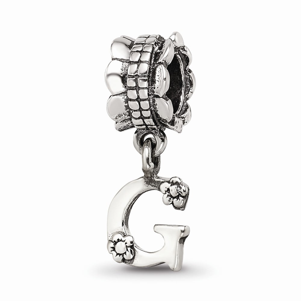 Mia Diamonds Solid 925 Sterling Silver Reflections Letter G Dangle Bead ...