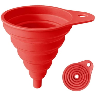 Set of 4 Silicone Collapsible Funnel Set, Small Foldable, Flexible Kitchen Funnel for Liquid ...