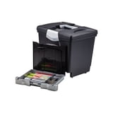 "Portable Office File Box, Black Plastic Mobile Storage Tote, Letter ...