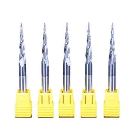 5Pcs 0.75mm Tip Taper End Mill with Bit,Titanium Rotary Spiral End ...