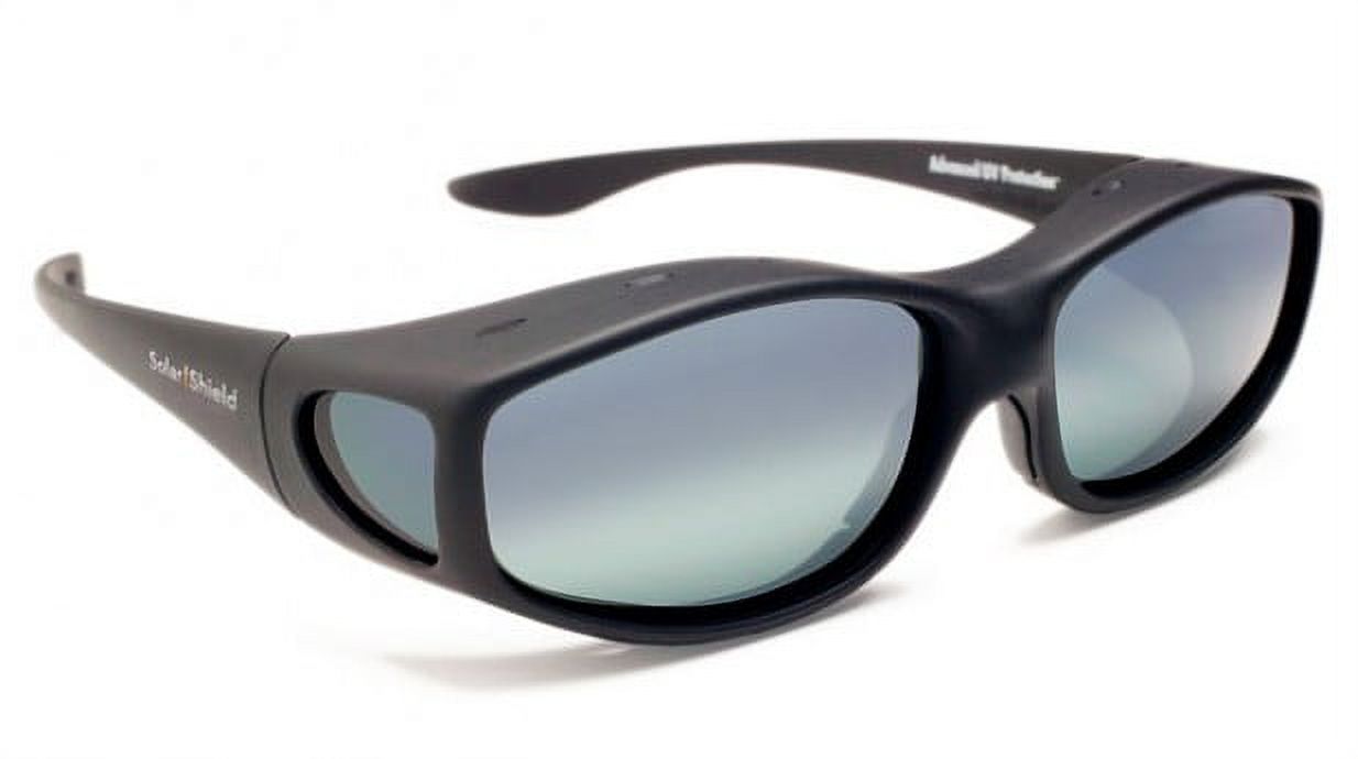 Solar Shield Fits Over Large Black Matte With Gray lenses Side View ...