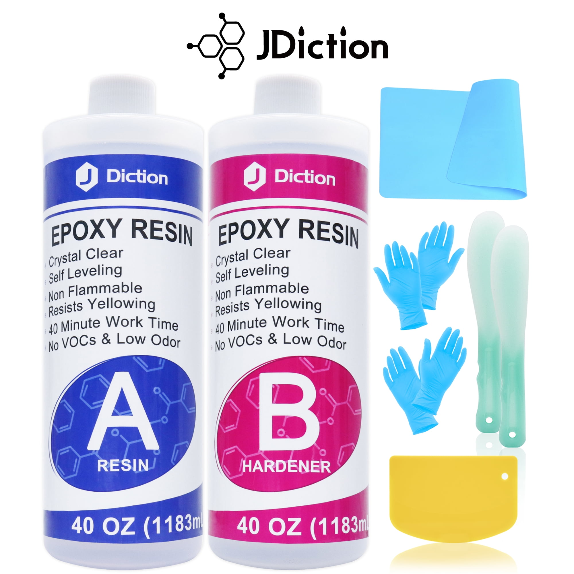 Buy JDiction Epoxy Resin Kit 80oz, Clear 2 Part Epoxy Art Casting Resin ...