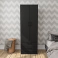 Boahaus Postdam Armoire - Black Finish, Sturdy Structure Ample Storage ...
