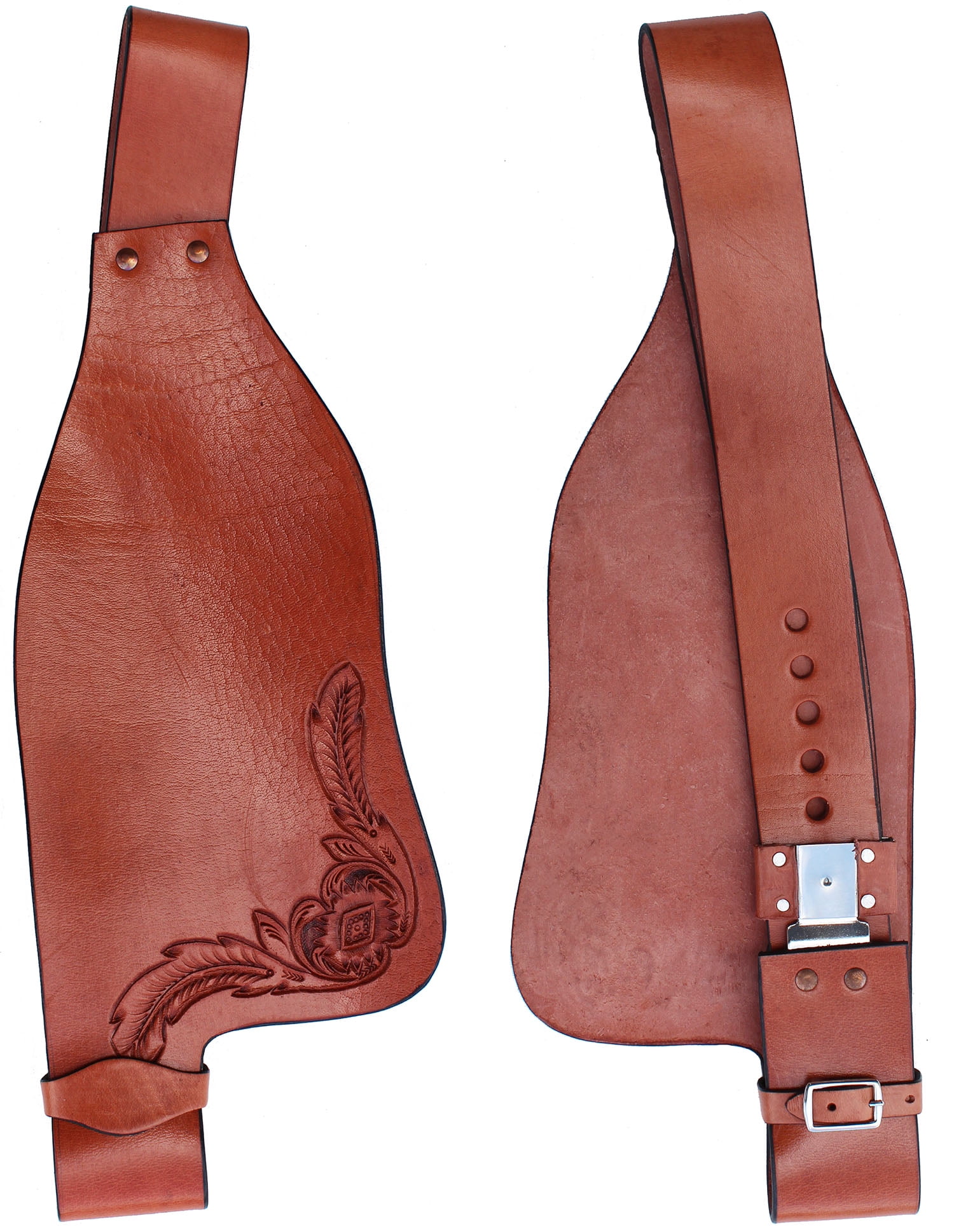 Horse Western Adult Tooled Tan Leather Replacement Saddle Fenders ...