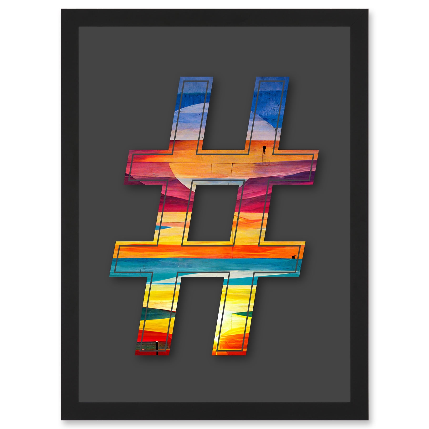 Symbol # Hashtag Pound Sign Alien Landscape Decorative Graffiti Mural ...