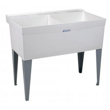 Utilatwin 19-Gallon Freestanding Double Bowl Laundry/Utility Sink ...