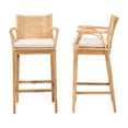 bali & pari Storsel Bohemian Natural Rattan and Teak Wood 2-Piece Bar ...