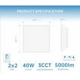2X2 LED Flat Panel Light Emergency Battery Backup, 40W-3000K/4000K ...