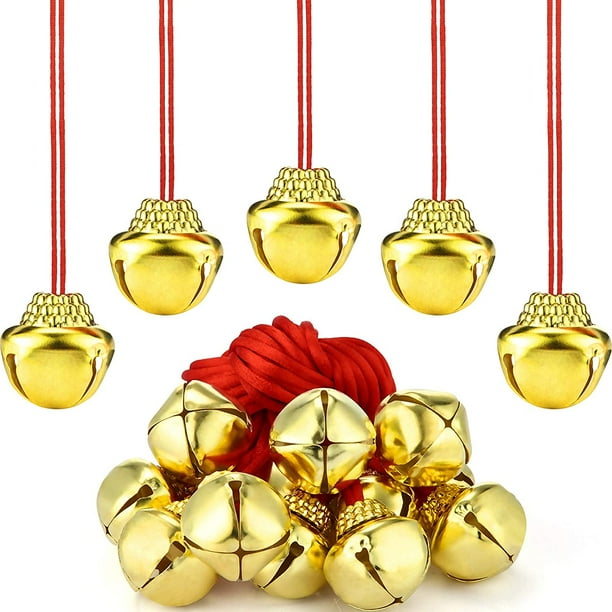 64 Pieces Christmas Bell Necklaces Large Jingle Gold Bell Necklaces for ...