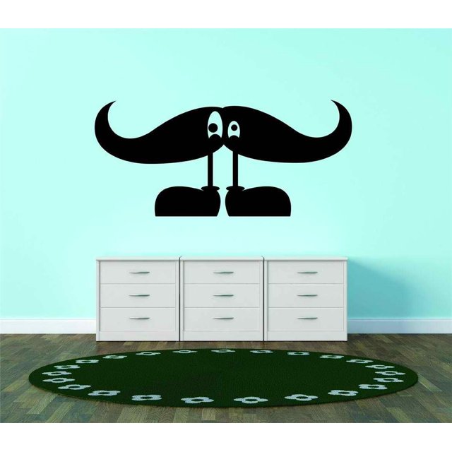 Children Cute Funny Wall Decal Decoration Cute Crossed Eye Mustache ...