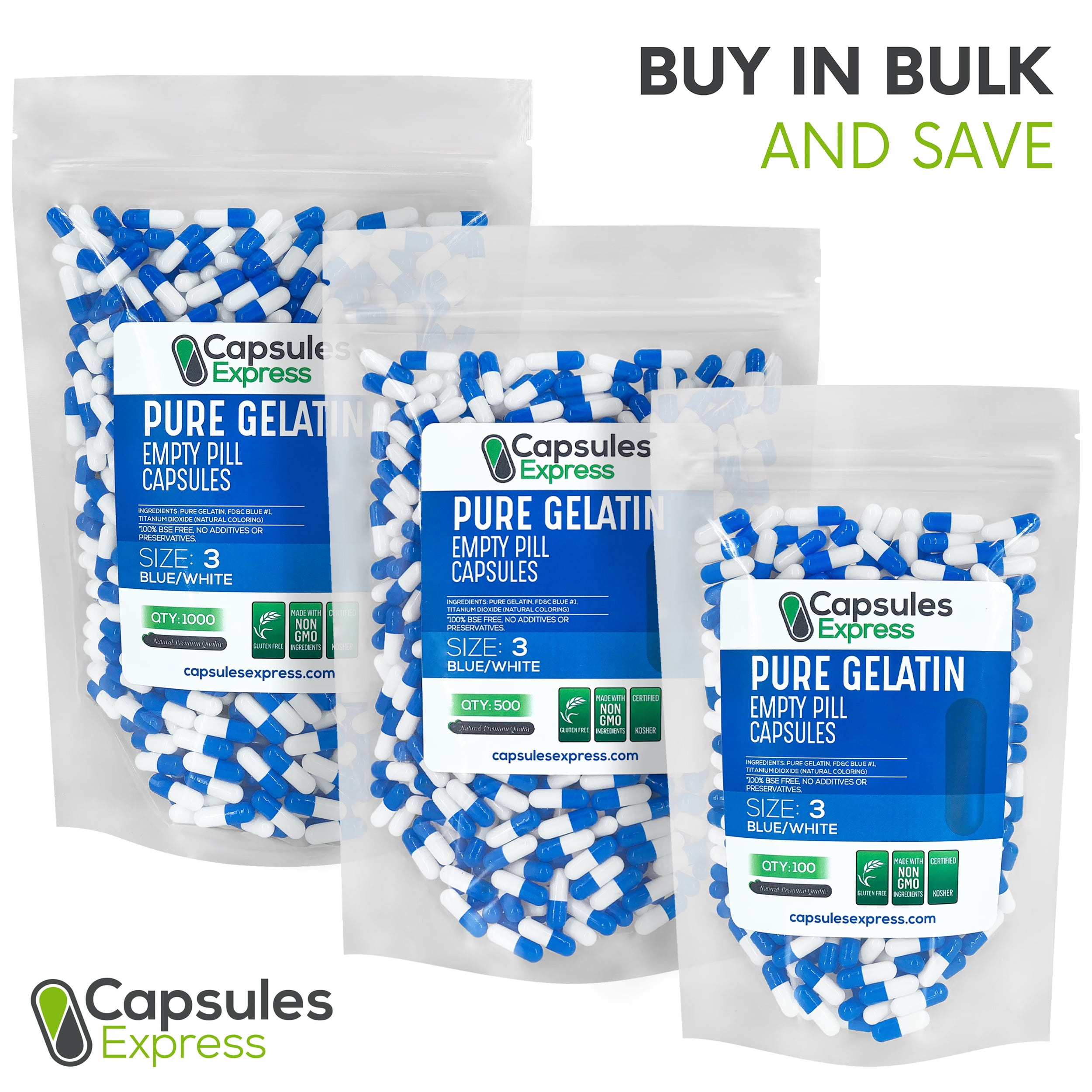 XPRS Nutra Size 3 Empty Capsules - 10,000 Count Colored Empty Gelatin ...